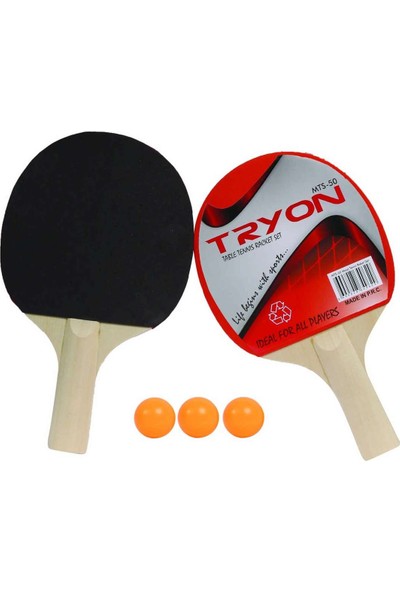 Tryon 50 Masa Tenisi Raket Seti 2 Raket 3 Top