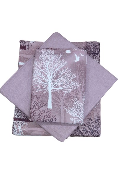 Seral Pamuklu Nevresim Takımı Tek Kişilik Ağaç Bordo