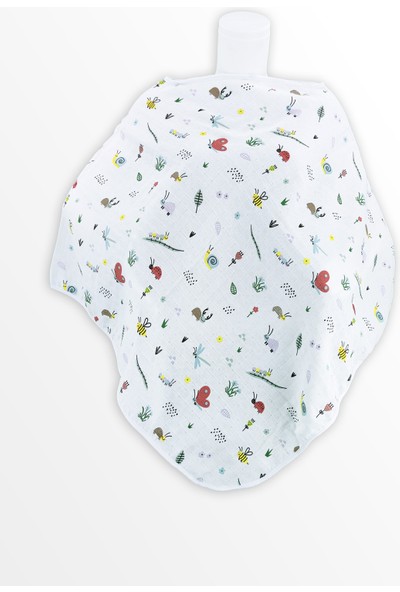 Ponçikya Pamuk Müslin Panço Emzirme Örtüsü / Önlüğü - Böcekler Ponçikya Pamuk Müslin Panço Emzirme Örtüsü / Önlüğü - Böcekler