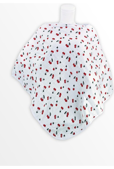 Ponçikya Pamuk Müslin Panço Emzirme Örtüsü / Önlüğü - Kirazlar Ponçikya Pamuk Müslin Panço Emzirme Örtüsü / Önlüğü - Kirazlar