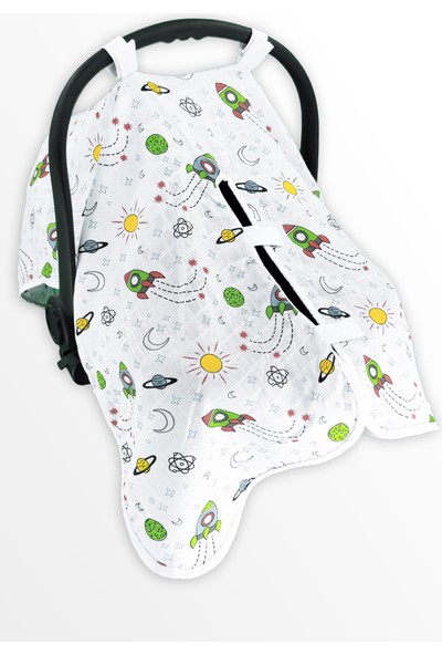 Ponçikya Pencereli Müslin Puset Örtüsü - Uzay