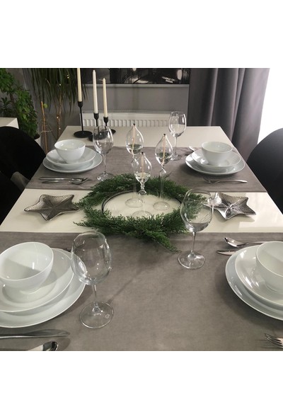 Valentia Decor Valentia Home Kadife Dokulu Gri Runner Valentia Decor Valentia Home Kadife Dokulu Gri Runner
