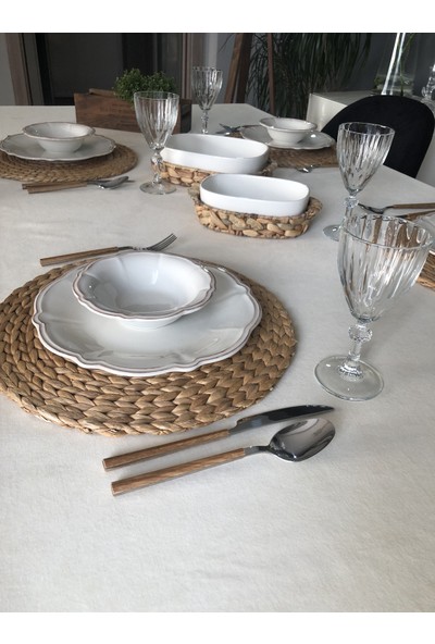Valentia Decor Home Kadife Dokulu Ekru Masa Örtüsü Valentia Decor Home Kadife Dokulu Ekru Masa Örtüsü