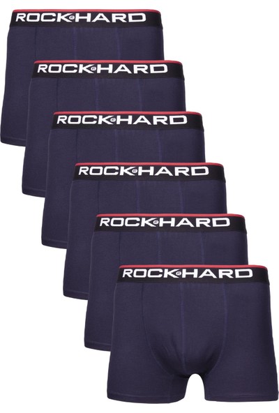 Rockhard Erkek Lacivert Boxer Likralı 6'lı Paket Rockhard Erkek Lacivert Boxer Likralı 6'lı Paket