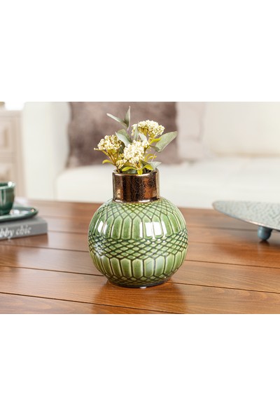 Madame Coco Ruban Seramik Vazo - Yeşil