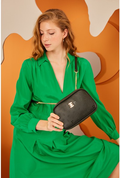 Pierre Cardin Print Siyah Kadın Çapraz Çanta 05PO22Y1563-P S