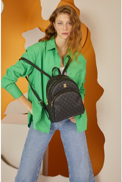 Pierre Cardin Siyah Monogram Kadın Sırt Çantası 05PO22Y1540-MN S Pierre Cardin Siyah Monogram Kadın Sırt Çantası 05PO22Y1540-MN S