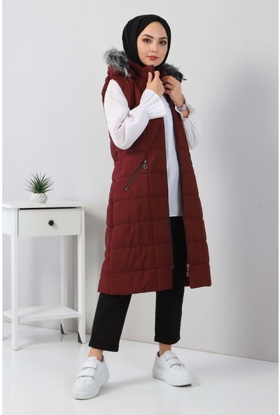 Moda Mihram Arma Detaylı Şişme Yelek Mürdüm Moda Mihram Arma Detaylı Şişme Yelek Mürdüm