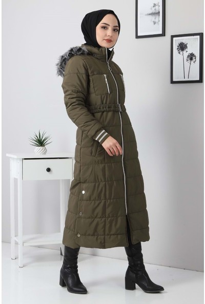 Moda Mihram Kapşonlu Kapitone Mont Haki Moda Mihram Kapşonlu Kapitone Mont Haki