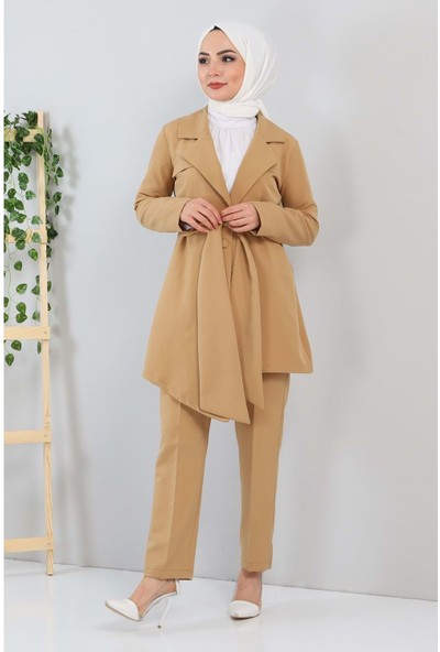 Moda Mihram Kemer Detaylı Takım Taba