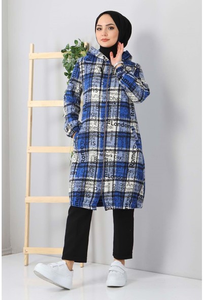 Moda Mihram Yazı Baskılı Kap Indigo