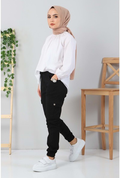 Moda Mihram Kargo Cepli Pantolon Siyah Moda Mihram Kargo Cepli Pantolon Siyah