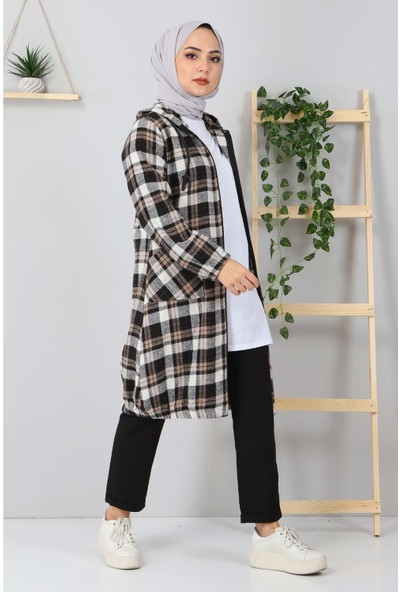 Moda Mihram Fermuarlı Kapşonlu Kap Vizon