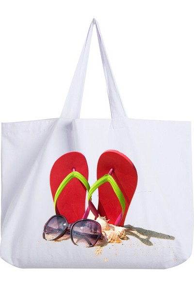 Süsslüdüşler Plaj Terliği Kumsal Figürlü Plaj Çantası