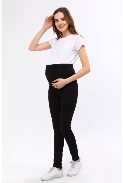 Nesafet Siyah Power Likralı Kot Dar Paça hamile Pantolon Nesafet Siyah Power Likralı Kot Dar Paça hamile Pantolon