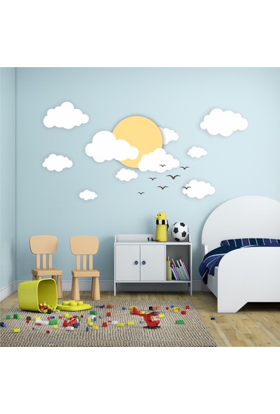 Dekorum Hazır Güneş ve Bulutlar - Çocuk Odası Duvar Sticker Dekorum Hazır Güneş ve Bulutlar - Çocuk Odası Duvar Sticker