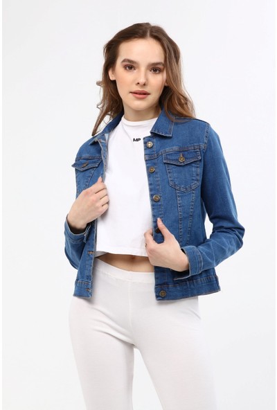 Nesafet Kadın Regular Fit Mavi Kot Ceket Nesafet Kadın Regular Fit Mavi Kot Ceket