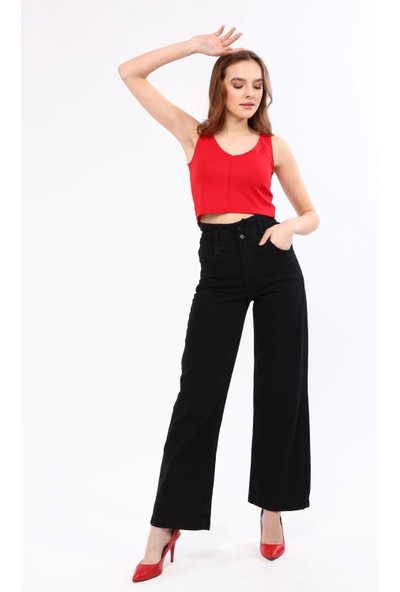 Nesafet Kemer Büzgülü Siyah Boyfriend Bol Paça Kadın pantolon Nesafet Kemer Büzgülü Siyah Boyfriend Bol Paça Kadın pantolon