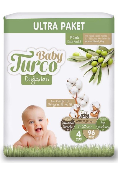 Baby Turco Doğadan Ultra Maxi No 4 96 Adet Baby Turco Doğadan Ultra Maxi No 4 96 Adet