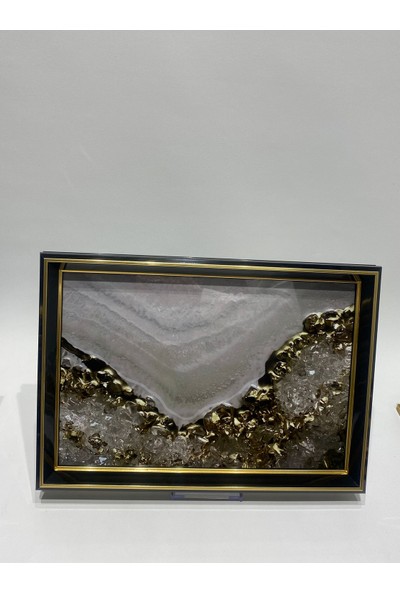 Homelet Desenli Dekoratif Dikdörtgen Camlı Tepsi 45 x 32 cm