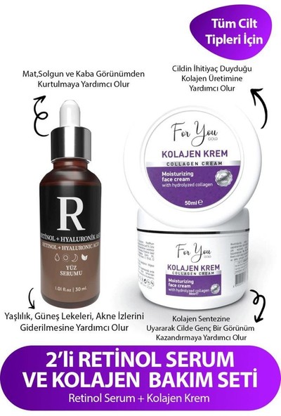 For You Gold Yaşlanma Karşıtı Kolejen Krem & Retinol Içeren Leke ve Kırışıklık Karşıtı Serum