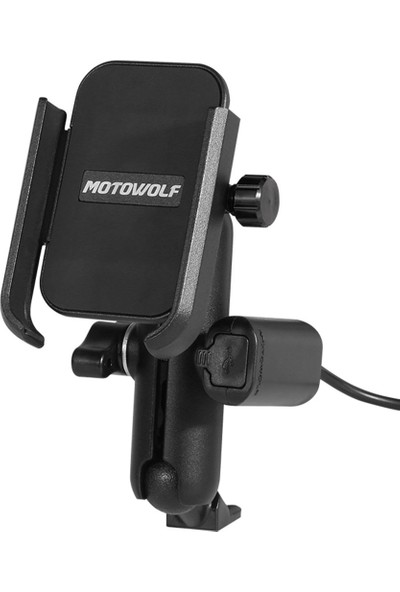 Motowolf USB Şarj Soketli Ayna Bağlantılı Motosiklet Bisiklet Telefon Tutucu Ayarlanabilir Motowolf USB Şarj Soketli Ayna Bağlantılı Motosiklet Bisiklet Telefon Tutucu Ayarlanabilir