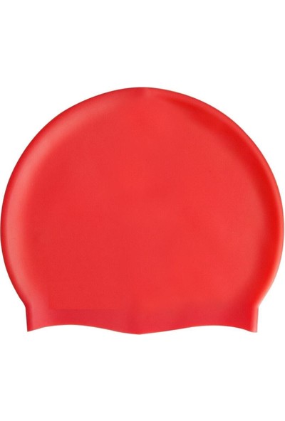Yüzücü Bonesi Kırmızı Silikon Düz Renk Esnek Bone