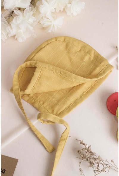 Bebinya Hardal Müslin Bebek Bone Şapka Bebinya Hardal Müslin Bebek Bone Şapka