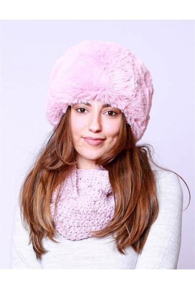 Külah Kadın Cossack Kalpak Kürklü Şapka-Pembe Külah Kadın Cossack Kalpak Kürklü Şapka-Pembe