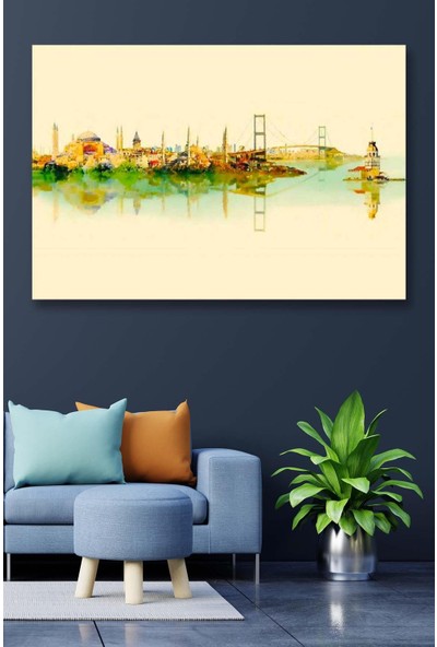 Ena Butik Kaplumbağa ve Balıklı Akvaryum - 106737 - Dekoratif Duvar Kanvas Tablo