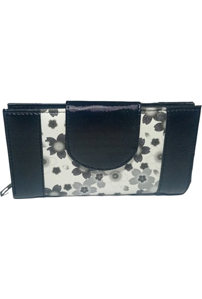 Girist Zarif Çiçek Desenli Bayan Cüzdan Büyük Boy