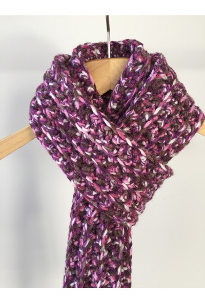 Mora Knit El Örgüsü Yünlü Çok Renkli Atkı Mora Knit El Örgüsü Yünlü Çok Renkli Atkı