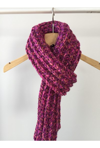 Mora Knit El Örgüsü Yünlü Çok Renkli Atkı Mora Knit El Örgüsü Yünlü Çok Renkli Atkı