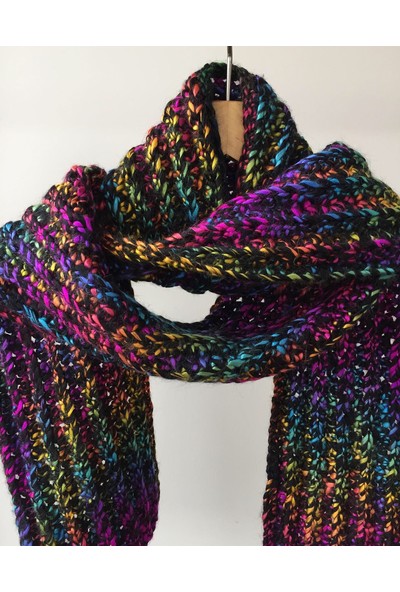 Mora Knit El Örgüsü Yünlü Renk Harmonili Atkı Mora Knit El Örgüsü Yünlü Renk Harmonili Atkı