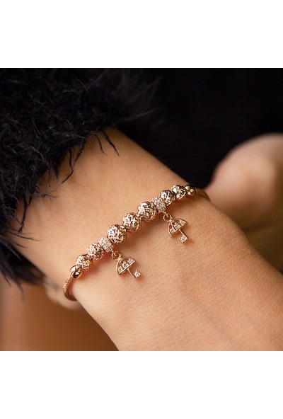 Myra Gold Şemsiye Charm Detaylı Rose Altın Bileklik Myra Gold Şemsiye Charm Detaylı Rose Altın Bileklik