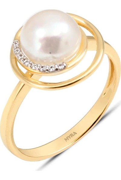 Myra Gold Sarı Altın Zirkon Taşlı Zarif Inci Yüzük Myra Gold Sarı Altın Zirkon Taşlı Zarif Inci Yüzük