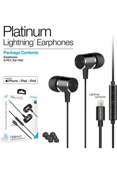 Naztech Naztech Mfı Lıghtnıng Kulak Içi Siyah Kulaklık 14203