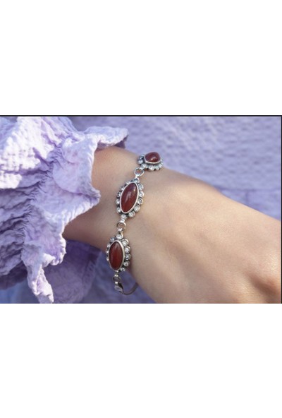 Benalazia Silver 925 Ayar Gümüş Akik Taşlı Bileklik