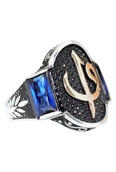 TAJA925 Erkek Gümüş Yüzük 925 Zirkon Mavi A1381