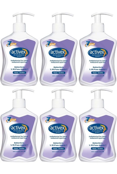 Activex Antibakteriyel Sıvı Sabun Hassas Sensitive 300ml (6 Lı Set)