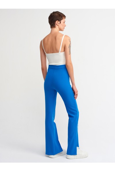Dilvin 7002 Yırtmaçlı Ispanyol Paça Pantolon-Saks