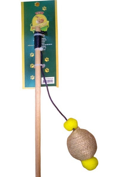 Royalist Ahşap Saplı Kedi Oltası Kedi Oyuncağı Kedi Topu