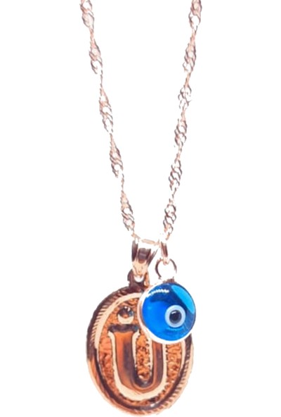 Agora Silver Kadın 925 Ayar Nazarlı Gümüş Harf Kolye Ü