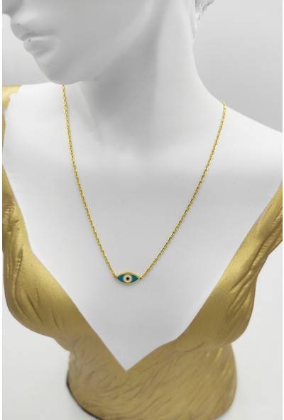 Hestia Silver Mineli Göz Nazarlık Gümüş Kolye