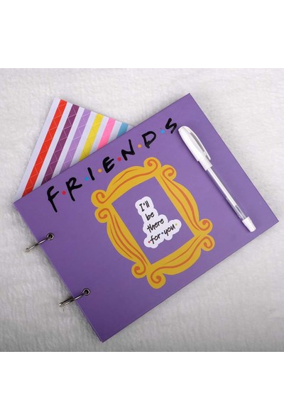 Patladı Gitti Friends Tasarımlı Fotoğraf Albümü Anı Defteri; Beyaz Kalem ve Yapıştırıcı Hediyeli