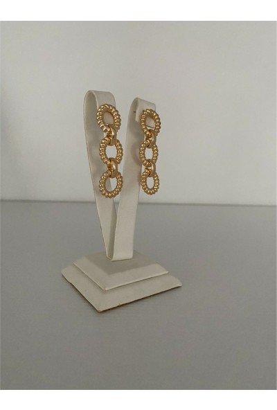 Hediyem Evime Üçlü Halka Figürlü Sallantılı Küpe Altın Renk Hediyem Evime Üçlü Halka Figürlü Sallantılı Küpe Altın Renk