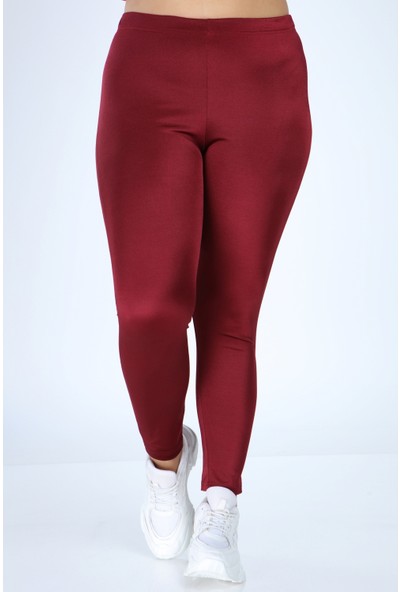 Nocna Fashion Kadın Büyük Beden Tayt Bordo L2325