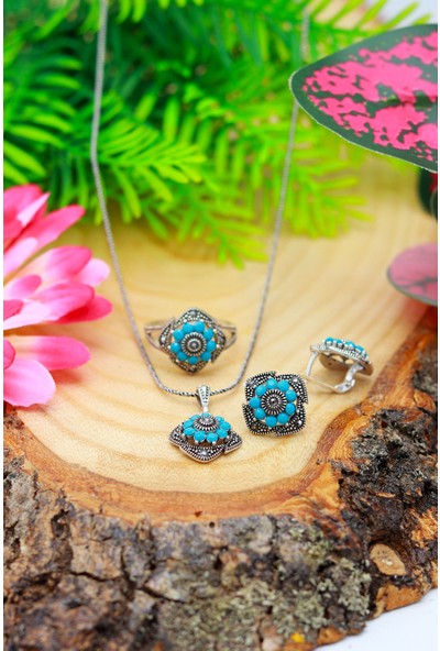 Midyat Nurtaş Gümüş Mavi Topaz Taşlı Kare Model Markazit Gümüş Takı Seti 201020477 Midyat Nurtaş Gümüş Mavi Topaz Taşlı Kare Model Markazit Gümüş Takı Seti 201020477