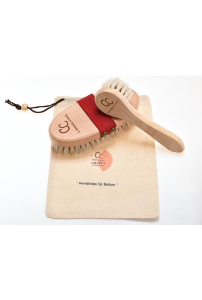 Comes Cosmetic 2'li Set %100 Doğal At Kılı Selülit Fırçası & Yüz Fırçası Comes Cosmetic 2'li Set %100 Doğal At Kılı Selülit Fırçası & Yüz Fırçası