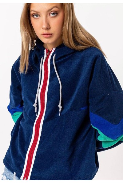 My Shiness Kadın Kapüşonlu Fermuarlı Polar Sweatshirt